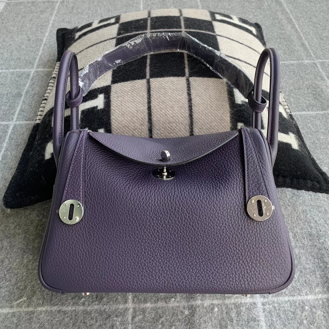 【He Handmade】Hermes CK59 Raisin Lindy 26CM Clemence Leather Silver Hardware - He Handmade